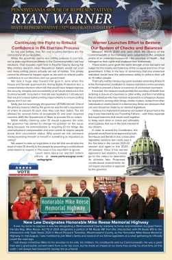 Fall 2021 Newsletter from PA State Rep. Ryan Warner
